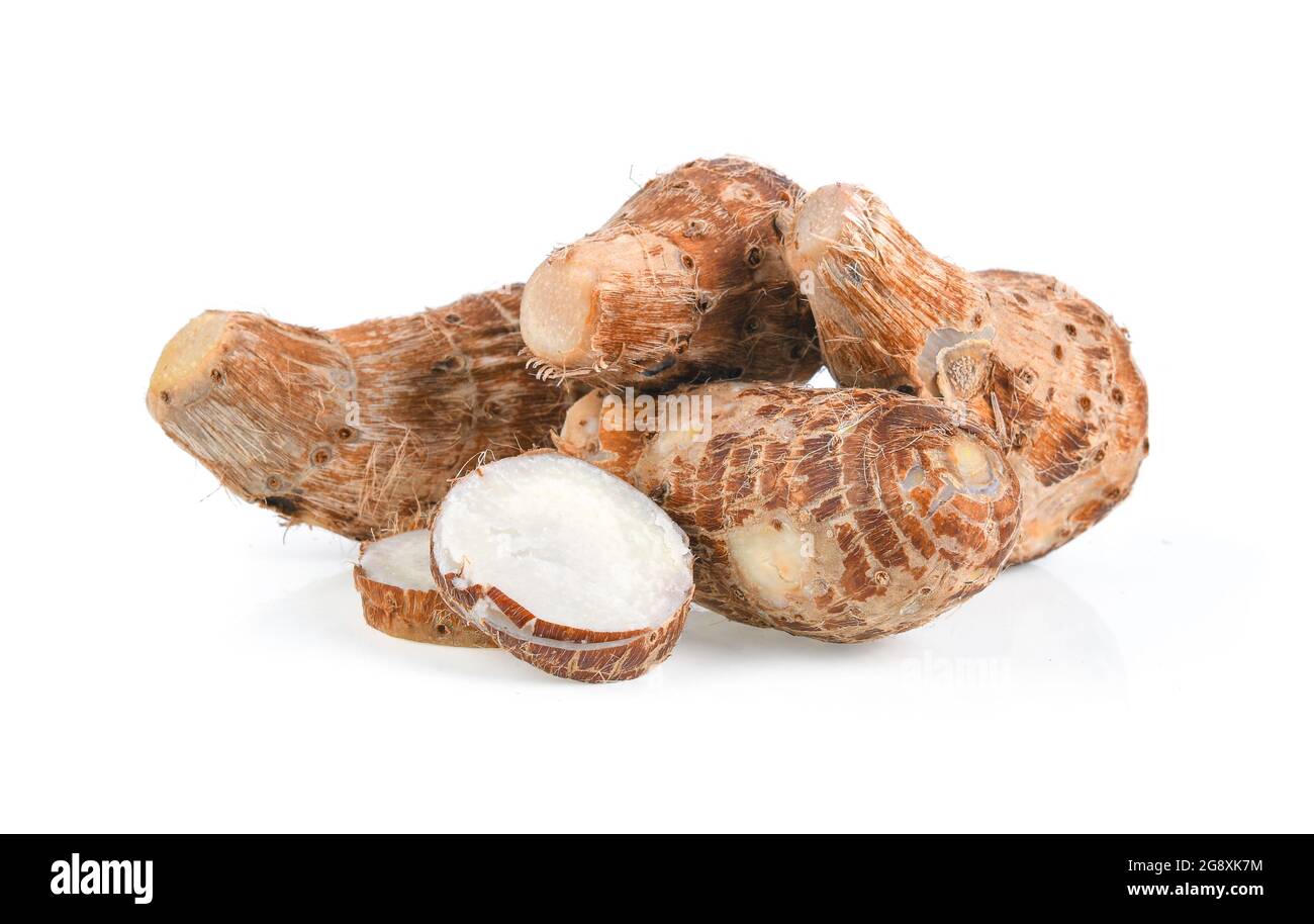 Boiled taro isolated on white background Stock Photo - Alamy