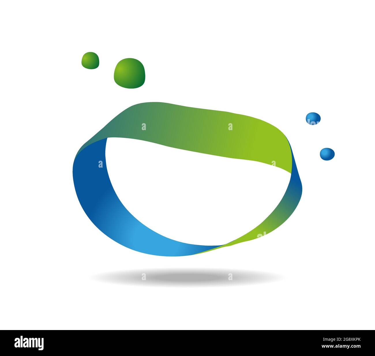 Mobius loop made of green and blue ribbon with bubbles. Infinity sign ...