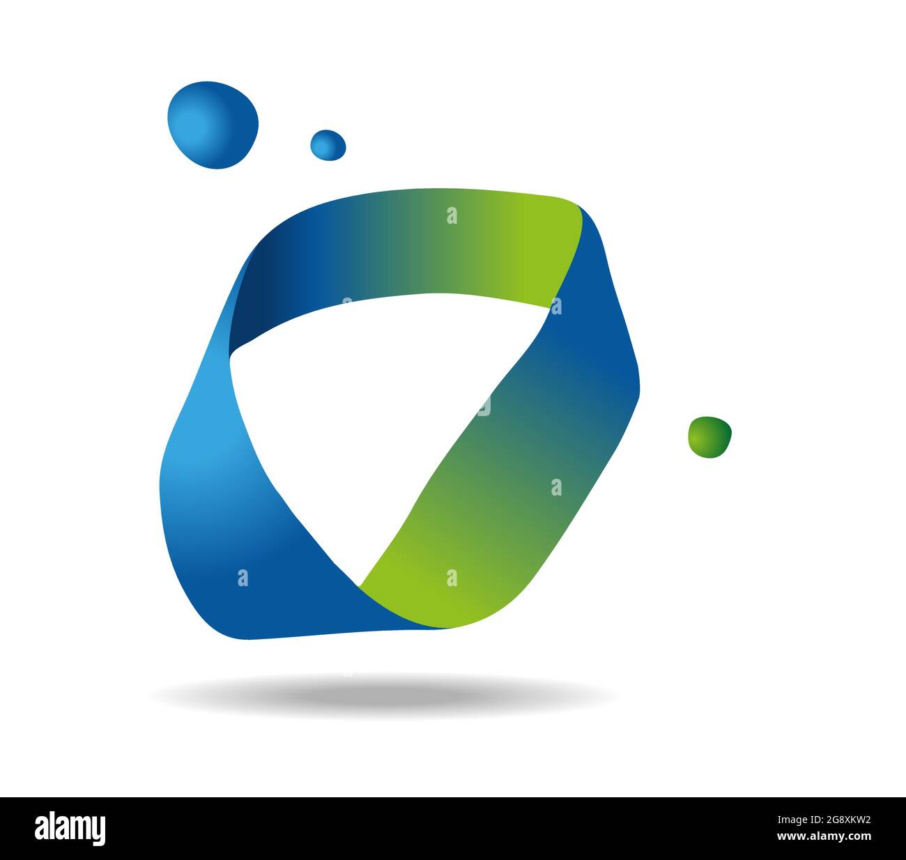 Mobius loop made of green and blue ribbon with bubbles. Infinity sign ...