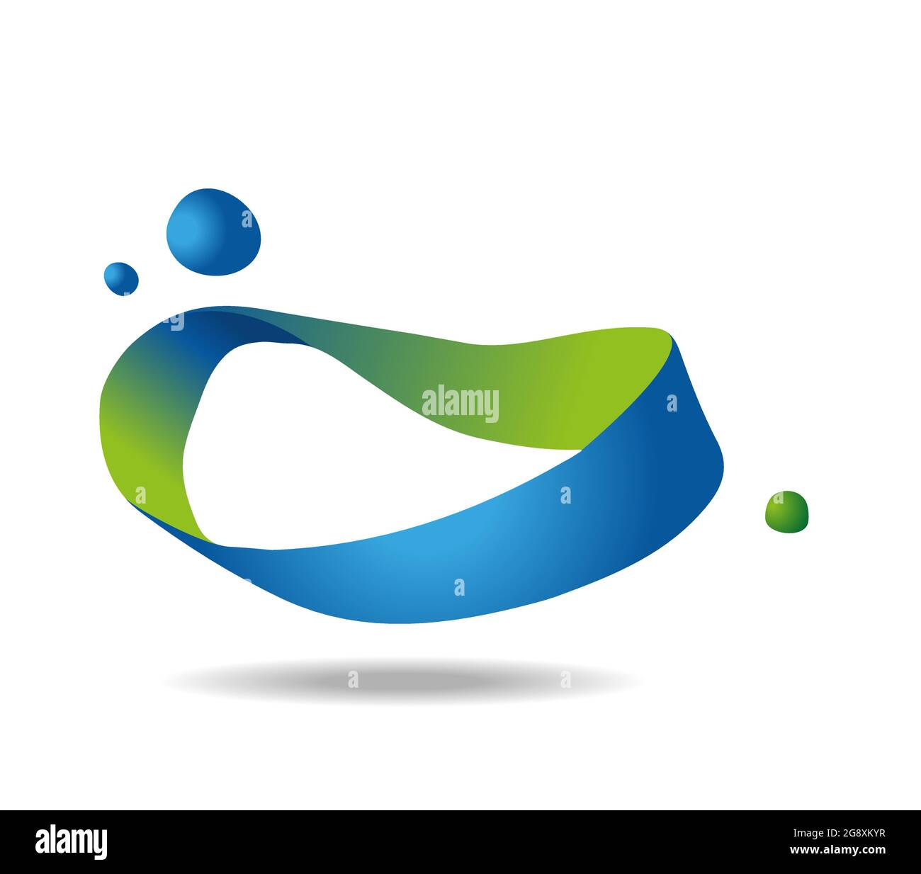 Mobius loop made of green and blue ribbon with bubbles. Infinity sign ...