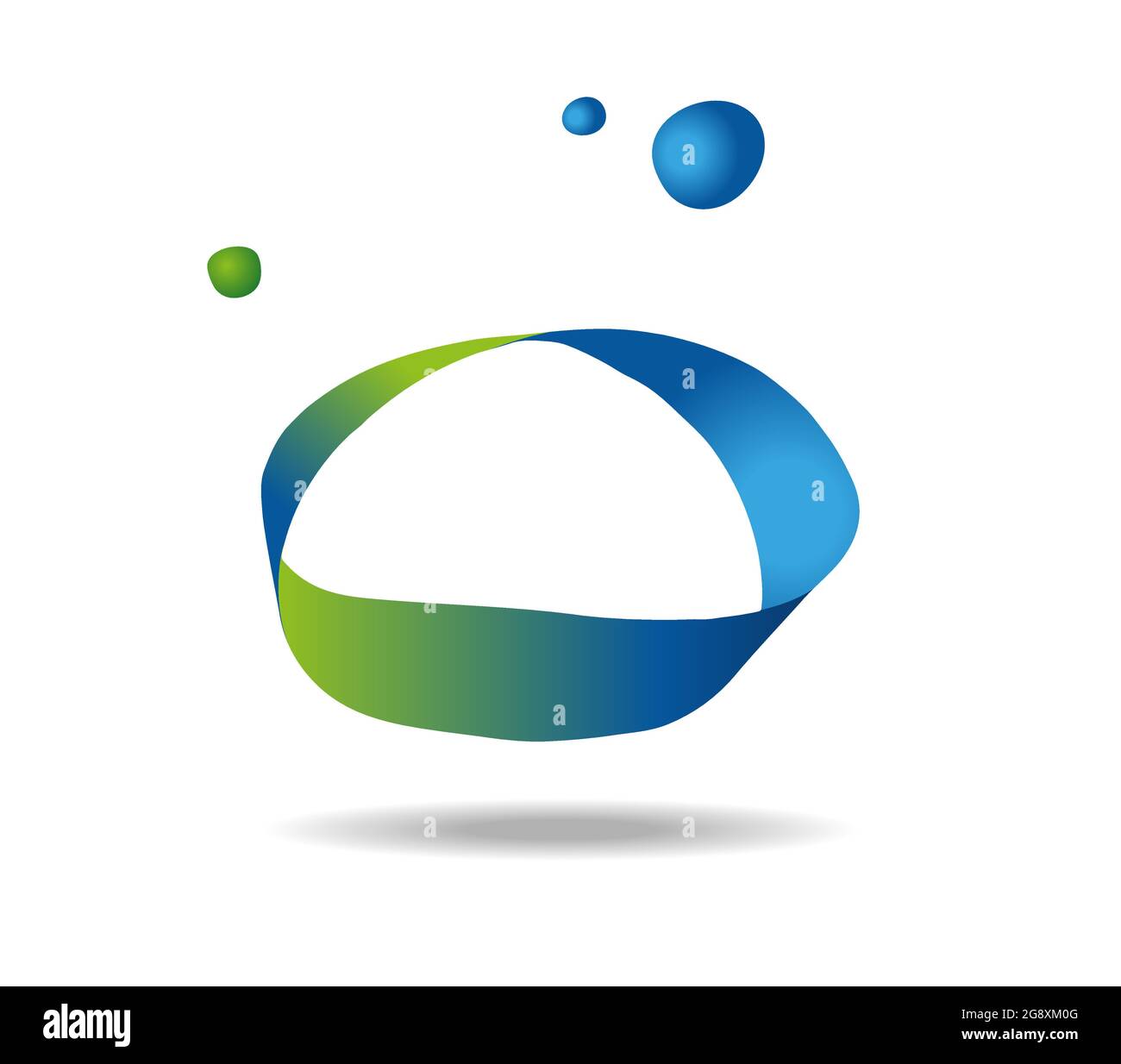 Mobius loop made of green and blue ribbon with bubbles. Infinity sign ...