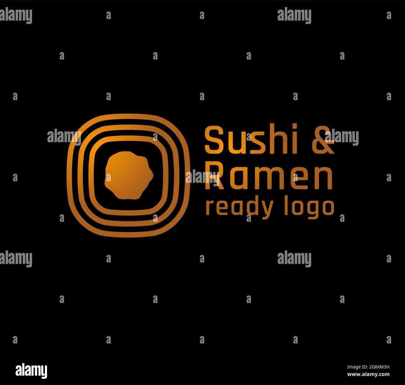 Ready sushi and ramen bar golden logo on black background Stock Vector ...