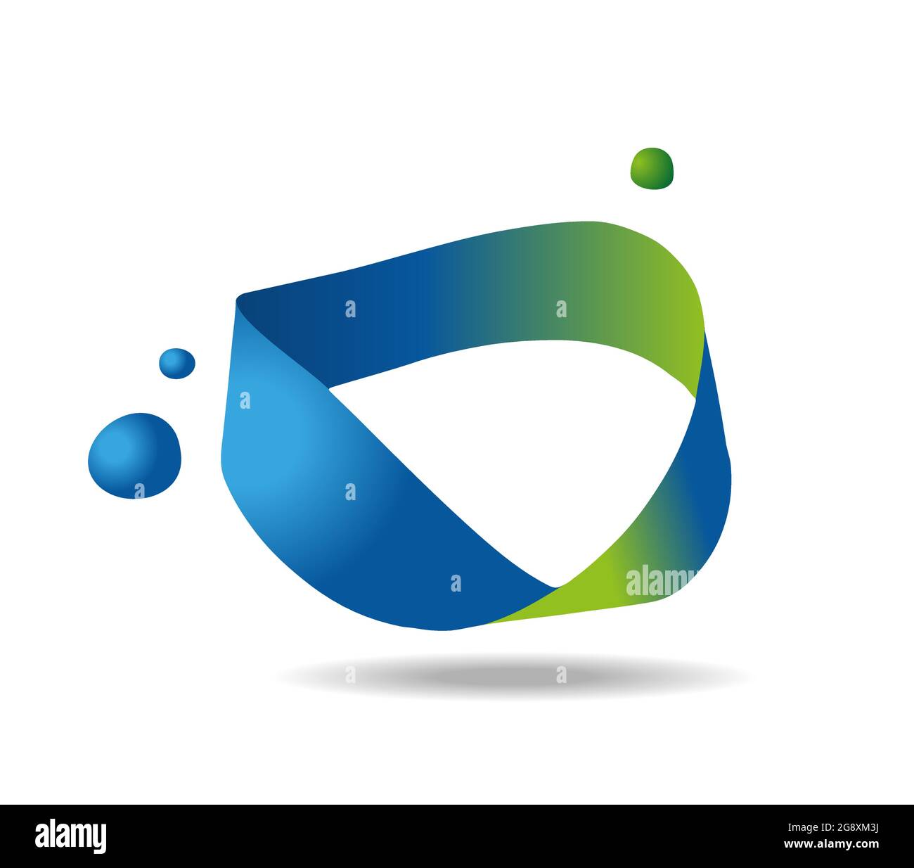 Mobius loop made of green and blue ribbon with bubbles. Infinity sign ...