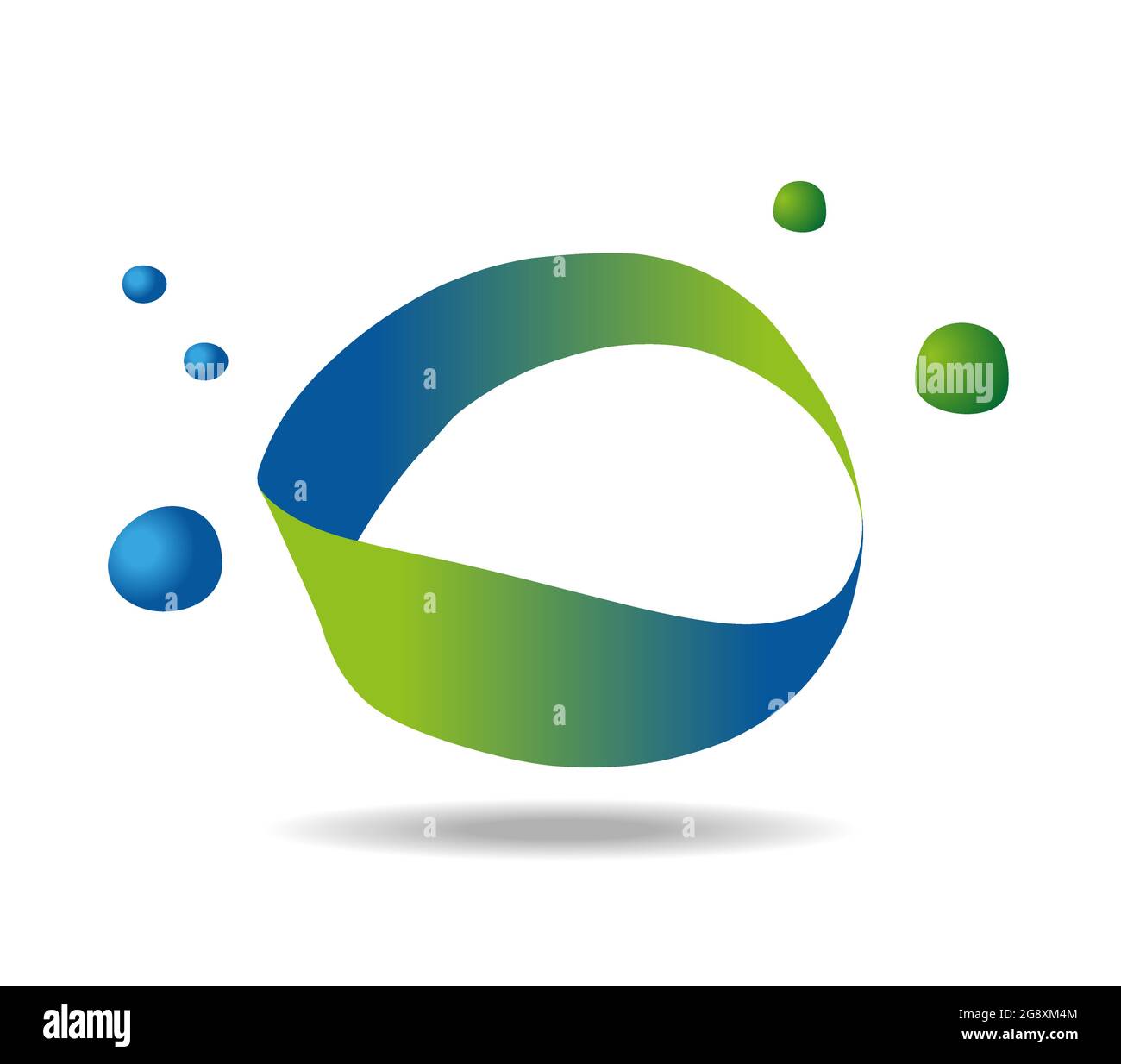 Mobius loop made of green and blue ribbon with bubbles. Infinity sign ...