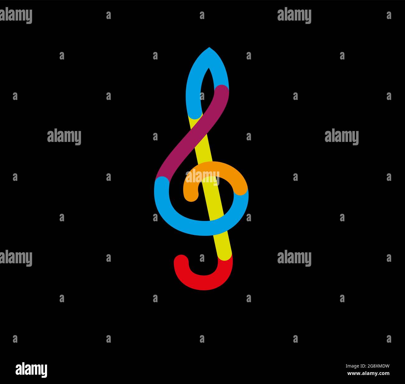 Colorful treble clef. Joy and music. Black background Stock Vector ...