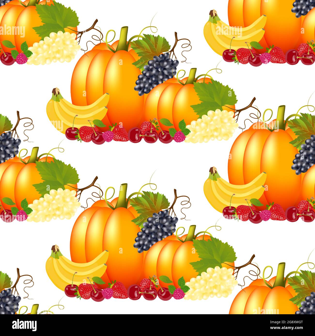 Harvest seamless pattern with fruits and vegetables. Modern seamless ...