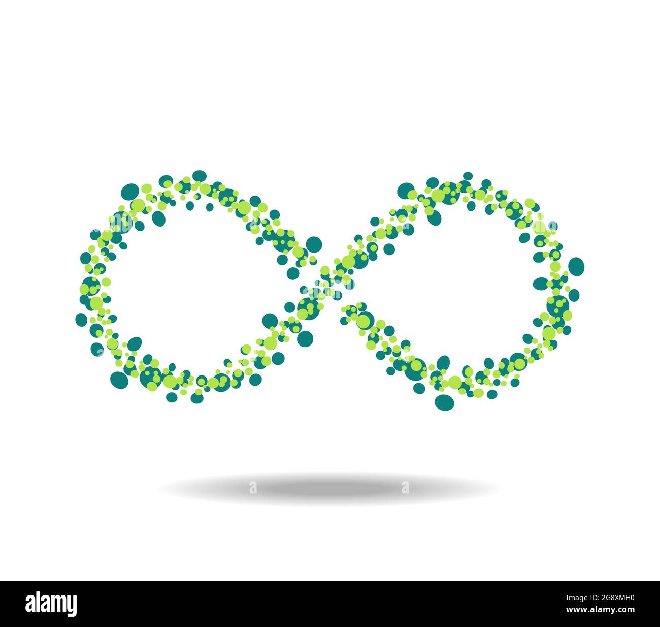Infinity mobius loop made of green bubbles. The sign of infinity 8 ...