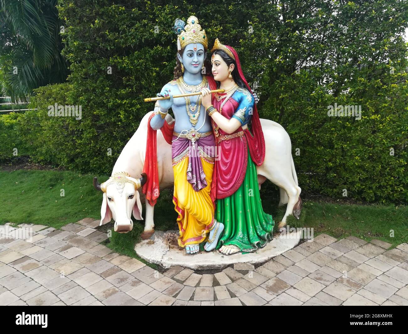 SHEGAON, INDIA - Oct 10, 2017: The colorful statues at Anandsagar Park ...