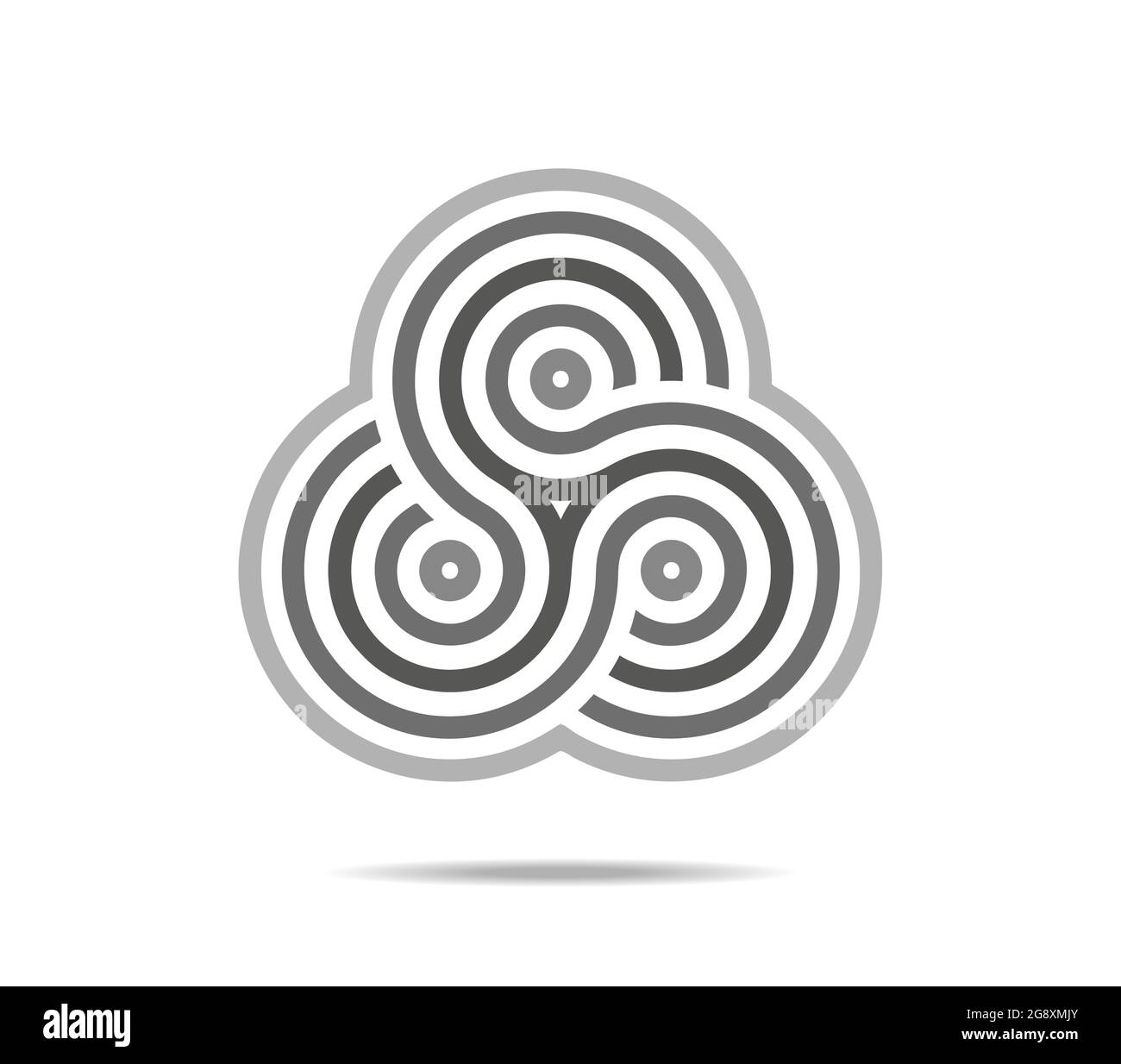 Grey Mobius loop made of three arches. Labyrinth made of three ...