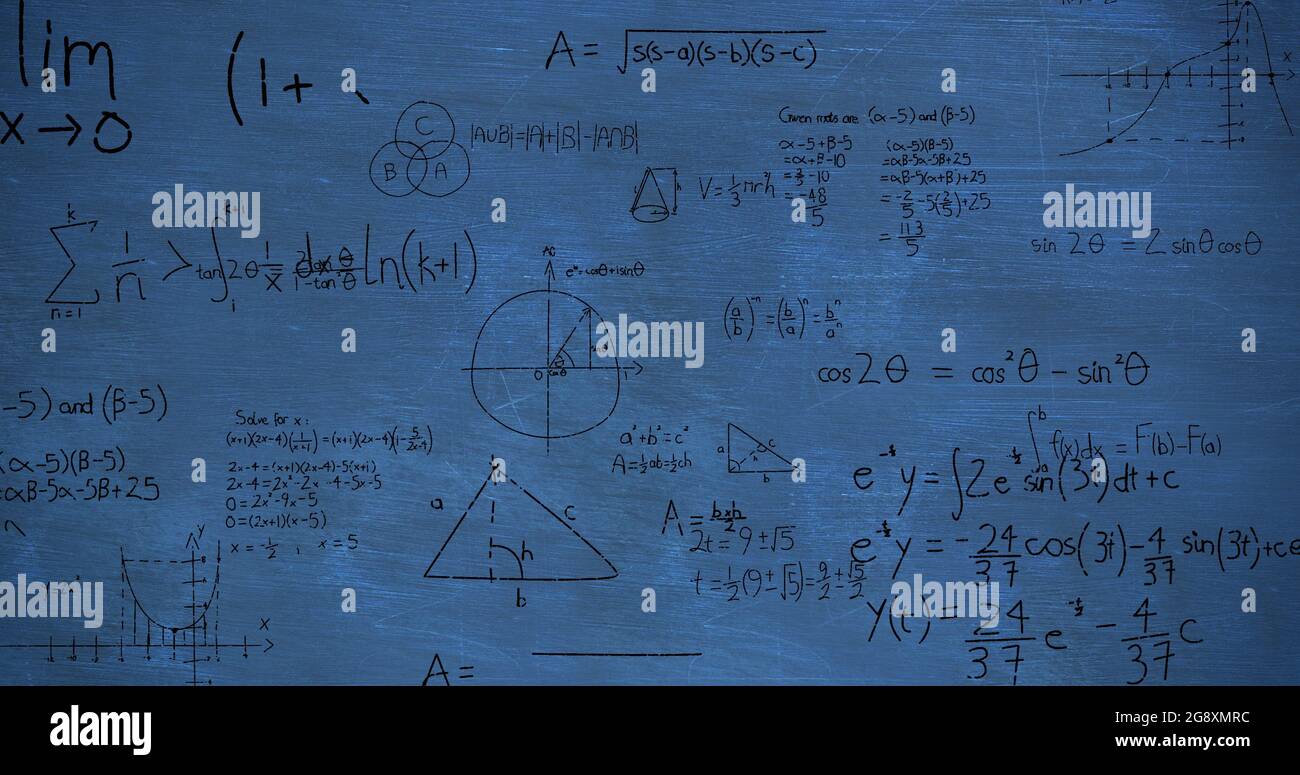 Mathematical equations on chalkboard Stock Photo - Alamy