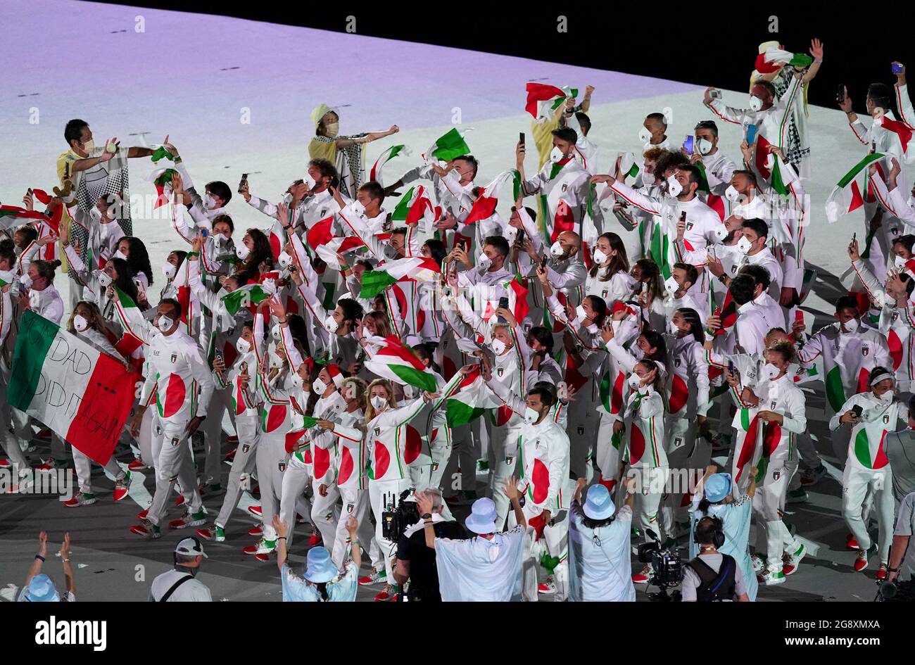 The Italy Olympic team during the opening ceremony of the Tokyo 2020 ...