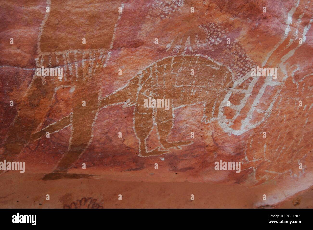 Ancient aboriginal rock art paintings in a Quinkan style located near ...