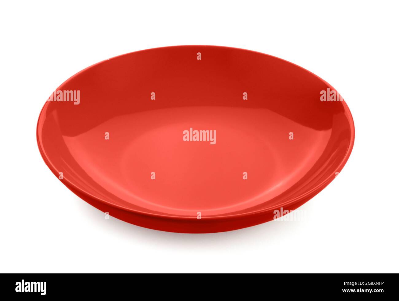 empty red plate isolated on white background Stock Photo - Alamy