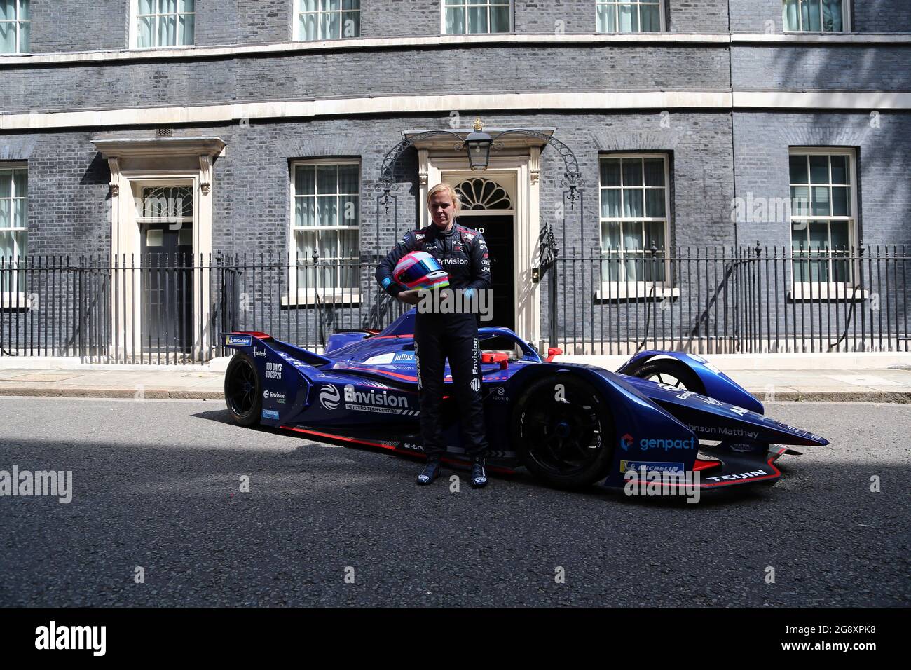 London, England, UK. 23rd July, 2021. Formula E Racing car in Downing ...