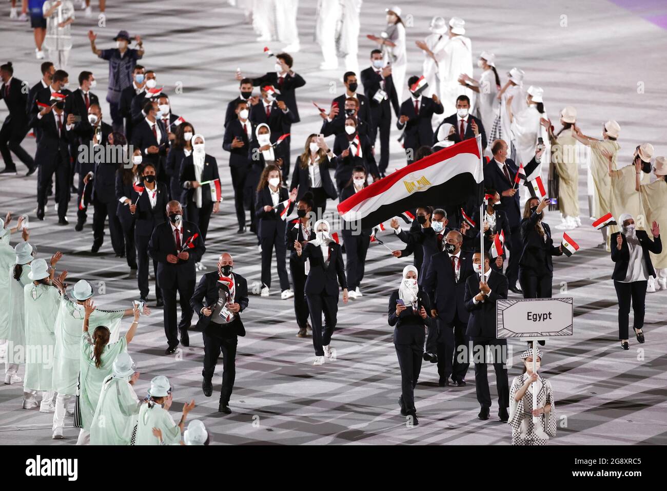 Tokyo, Japan. 23rd July, 2021. Olympic delegation of Egypt parade into ...