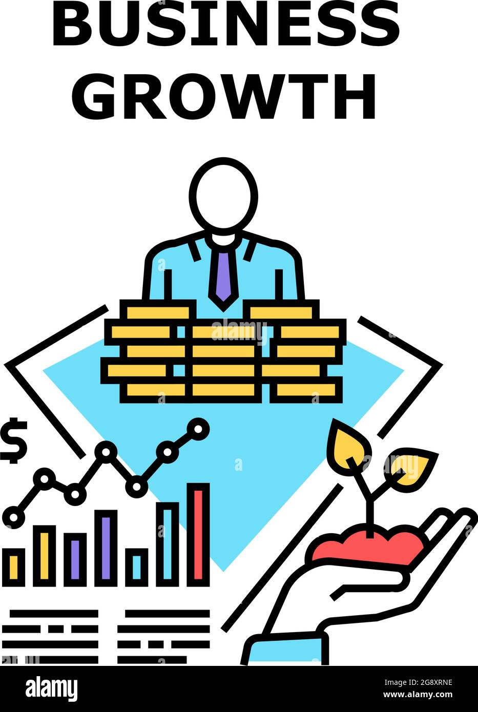 Business Growth Vector Concept Color Illustration Stock Vector Image ...