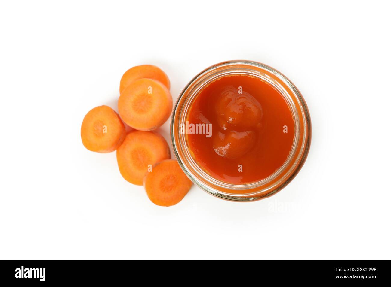Concept of baby food isolated on white background Stock Photo - Alamy