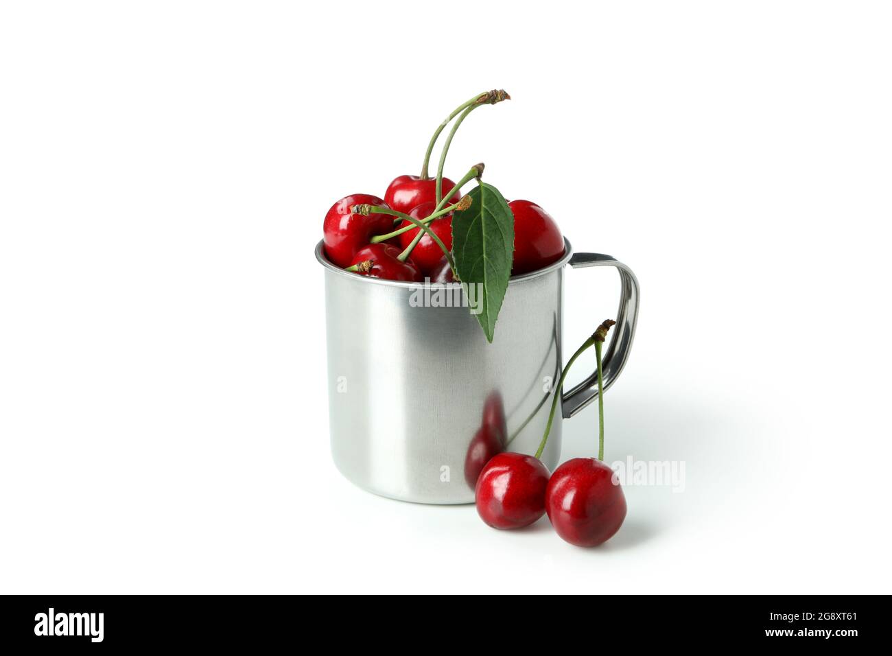 Sweet red cherry isolated on white background Stock Photo - Alamy