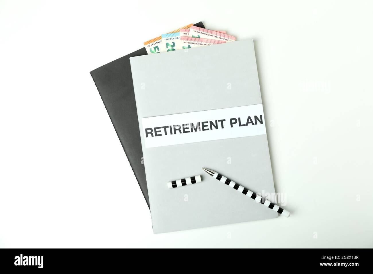 Concept of pension or retirement plan on white background Stock Photo ...