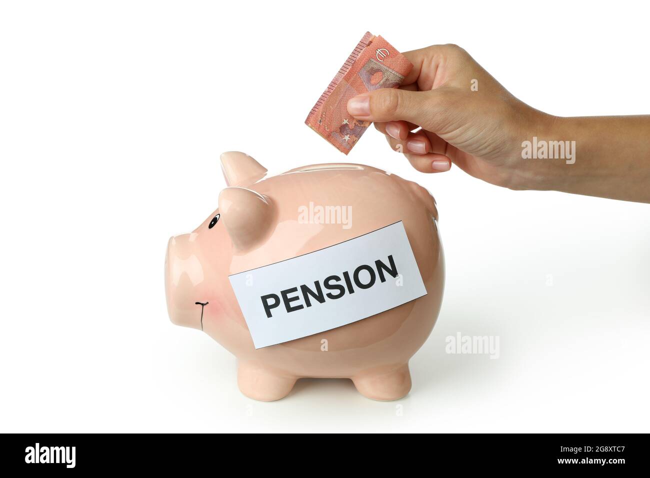 Concept of pension isolated on white background Stock Photo - Alamy