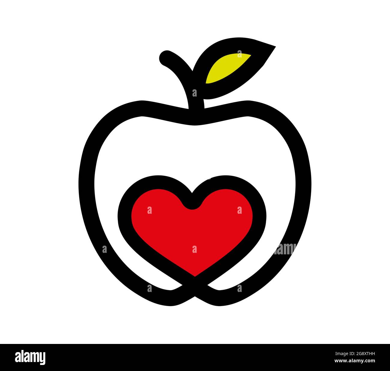Linear drawing of an apple with a heart inside Stock Vector Image & Art ...