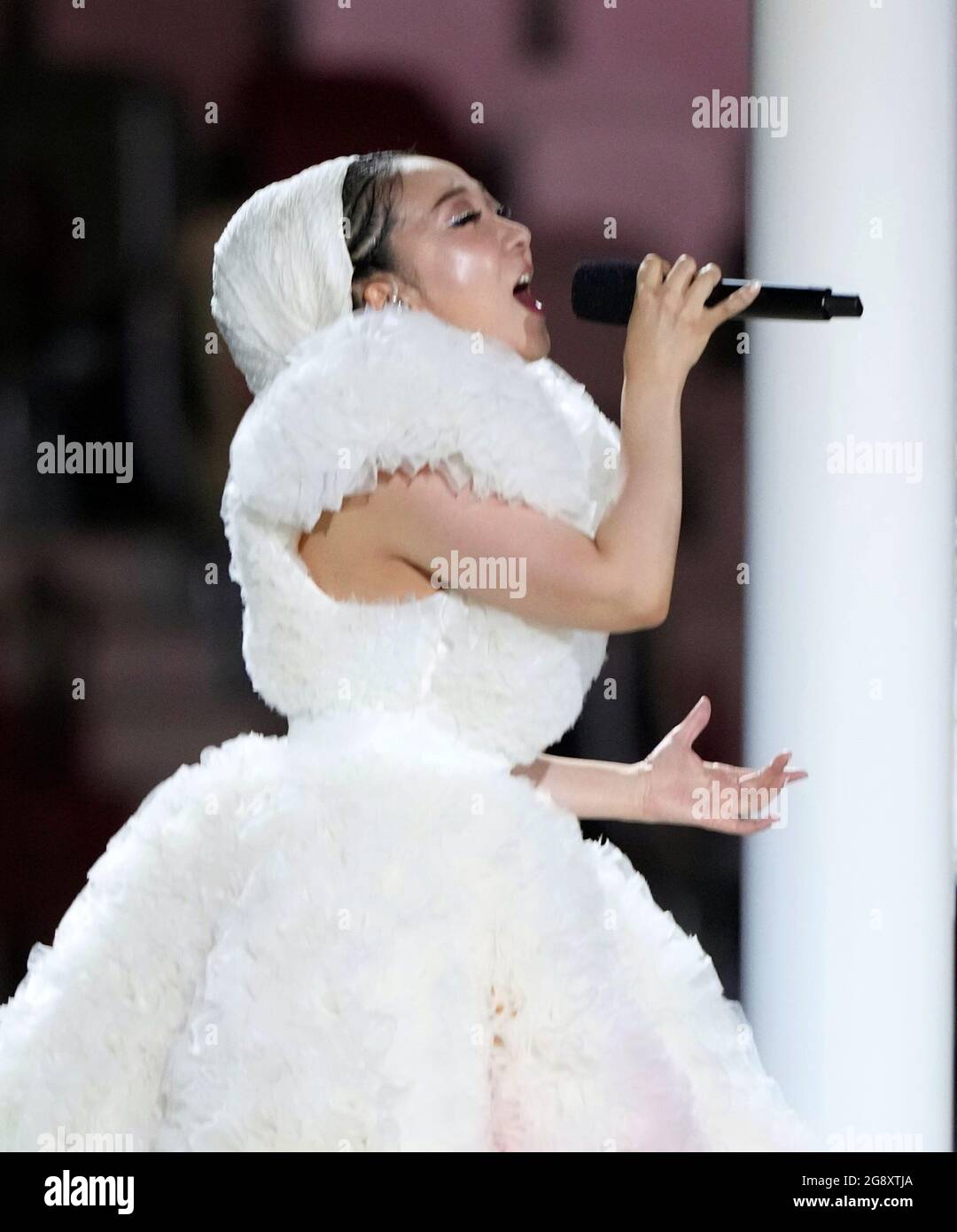 Tokyo, Japan. July 23 2021: Popular singer Misia sings the Japanese ...