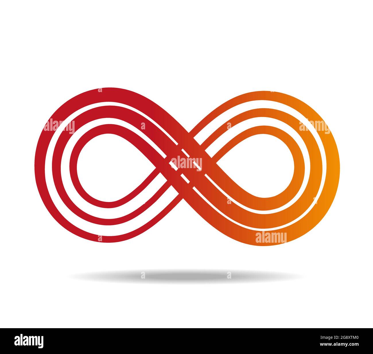 Mobius loop made of three red lines of heterogeneous thickness ...