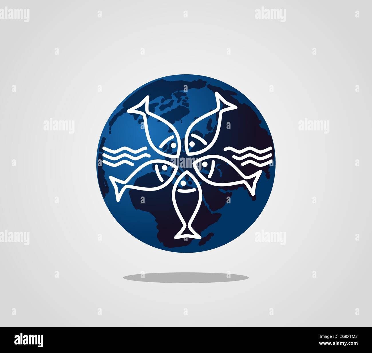 Logo composed of the globe and the figures of fish inscribed in it ...