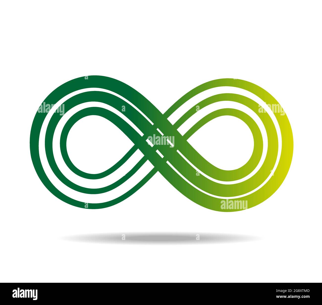 Mobius loop made of three green lines of heterogeneous thickness ...
