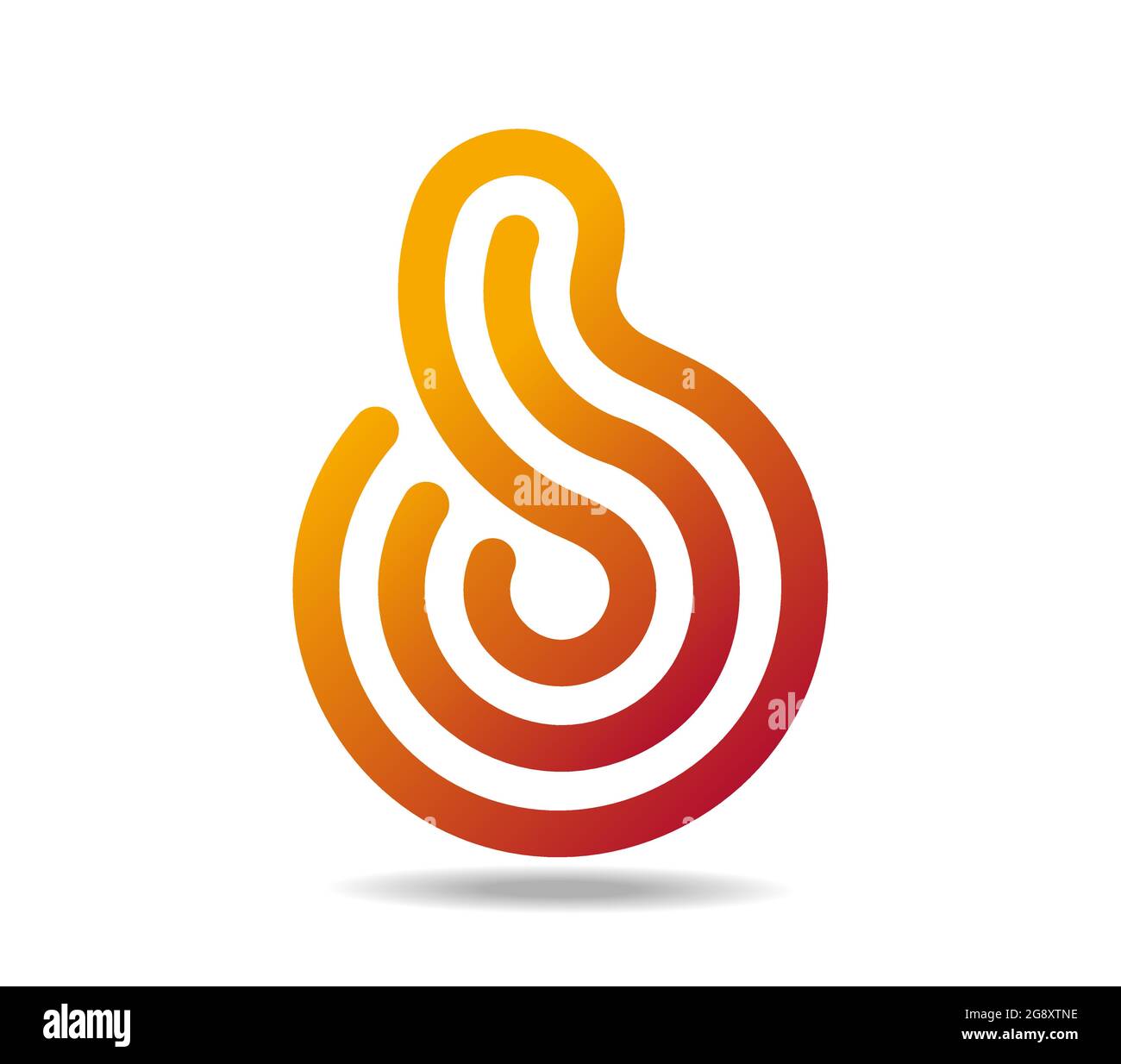 Orange logo in shape of a letter Q or question mark made of three lines ...