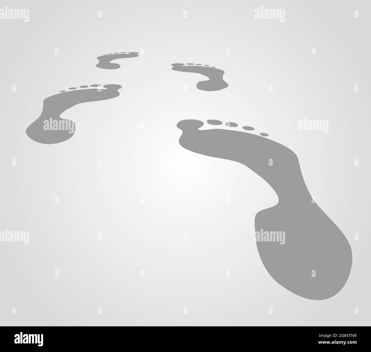 Human footprints in perspective. Gray background with gray prints Stock ...