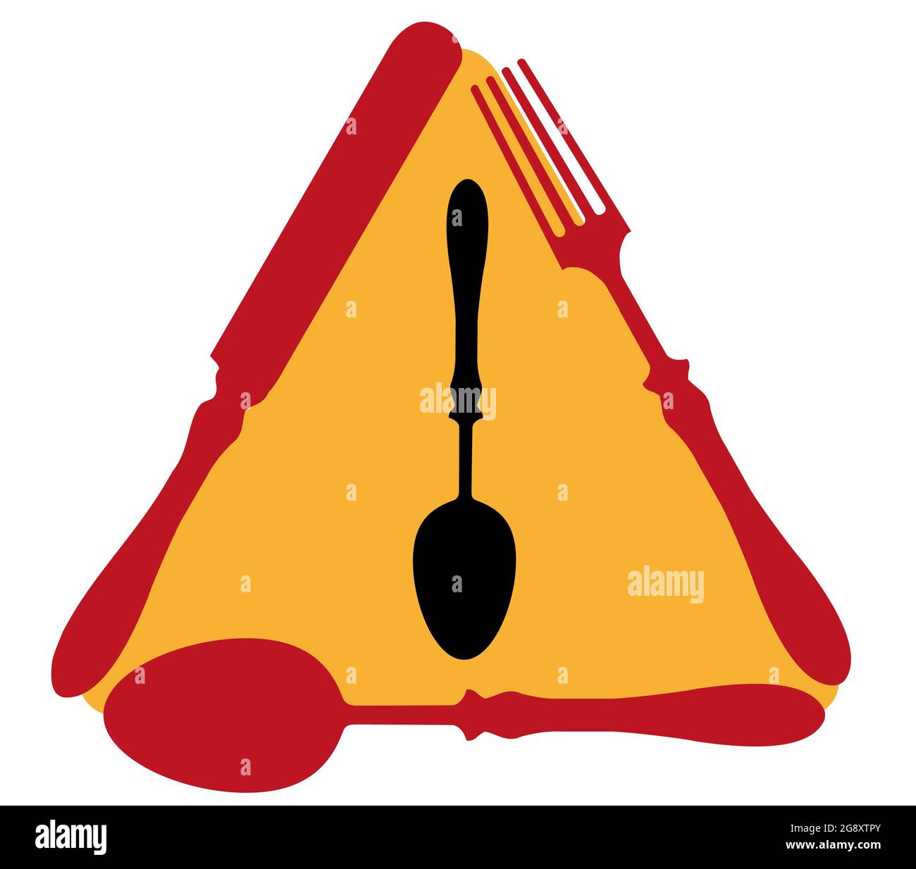A road sign made of cutlery. Spoon fork knife and teaspoon Stock Vector ...