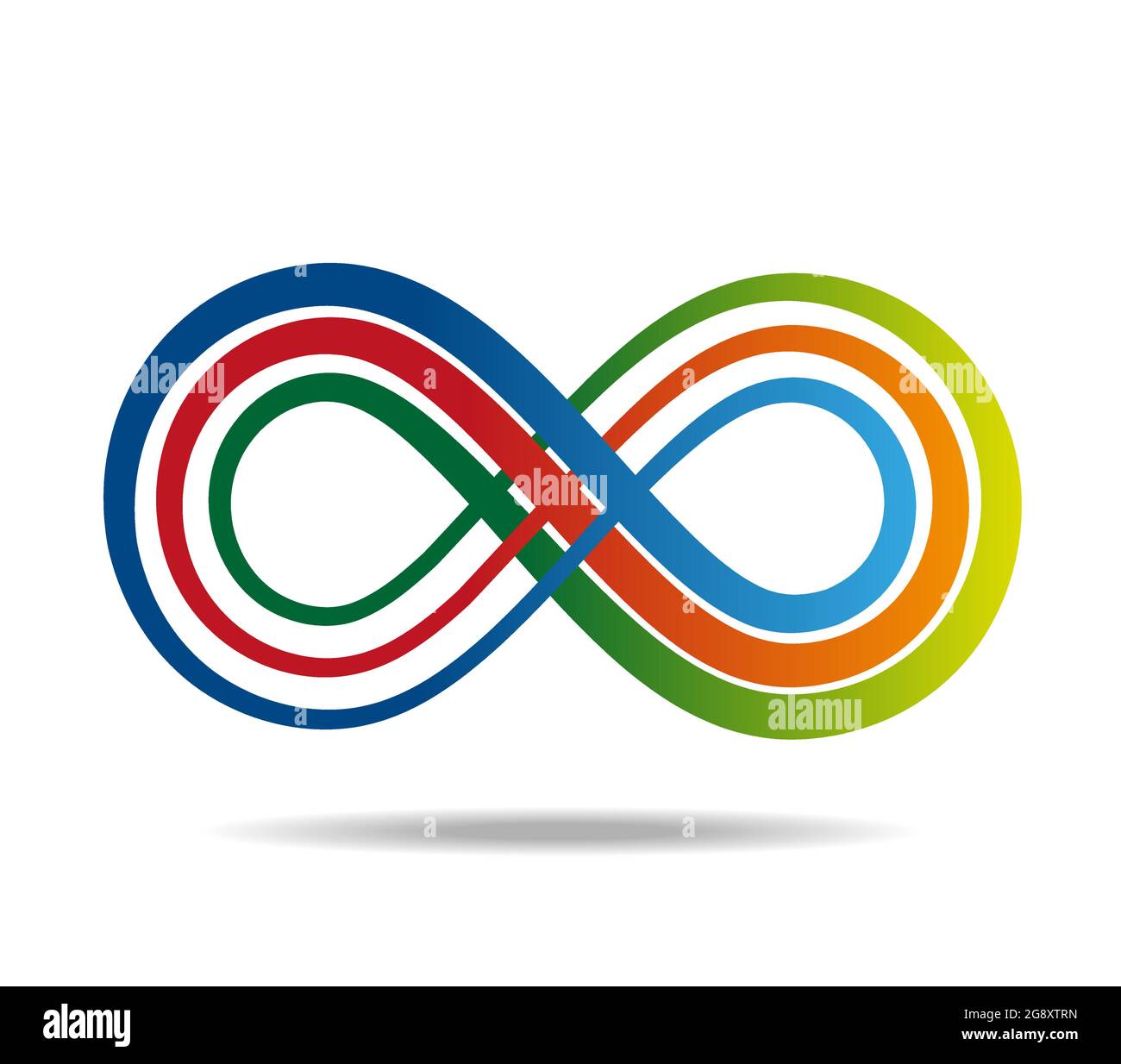 Mobius loop made of three colorful lines of heterogeneous thickness ...