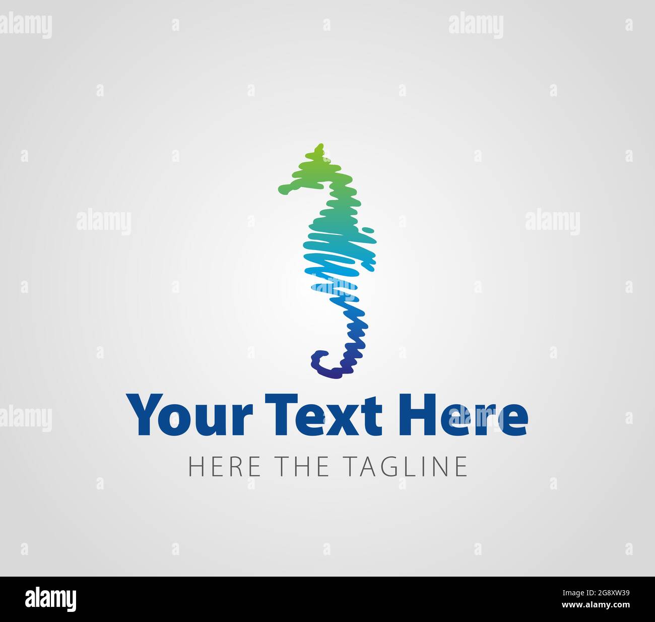 Seahorse hand drawing done with one line. Colorful ready logo Stock ...
