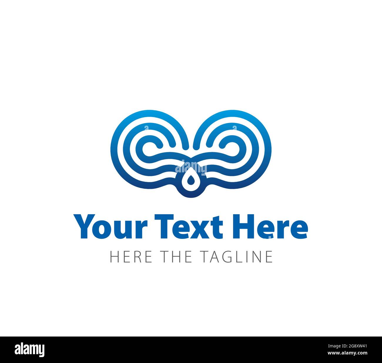 Owl eyes. Constructed of parallel blue lines. Maze or labyrinth. Ready ...