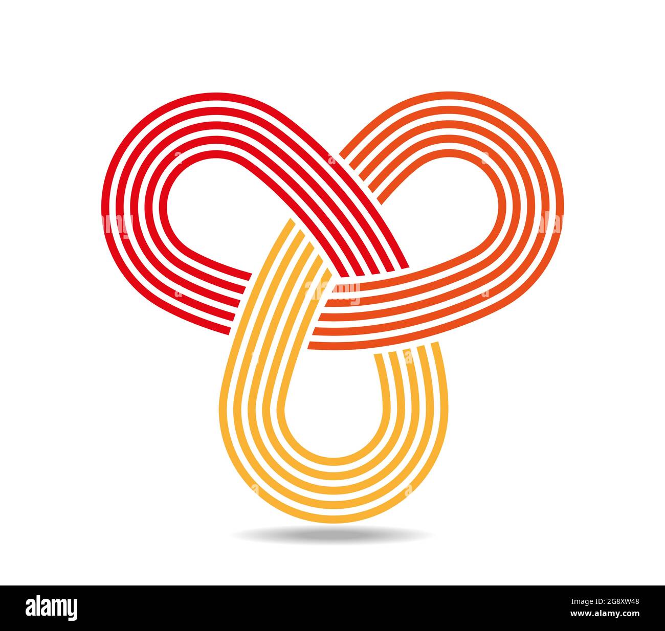 Mobius Loop With Three Elements Made Of Staff Five Colorful Lines
