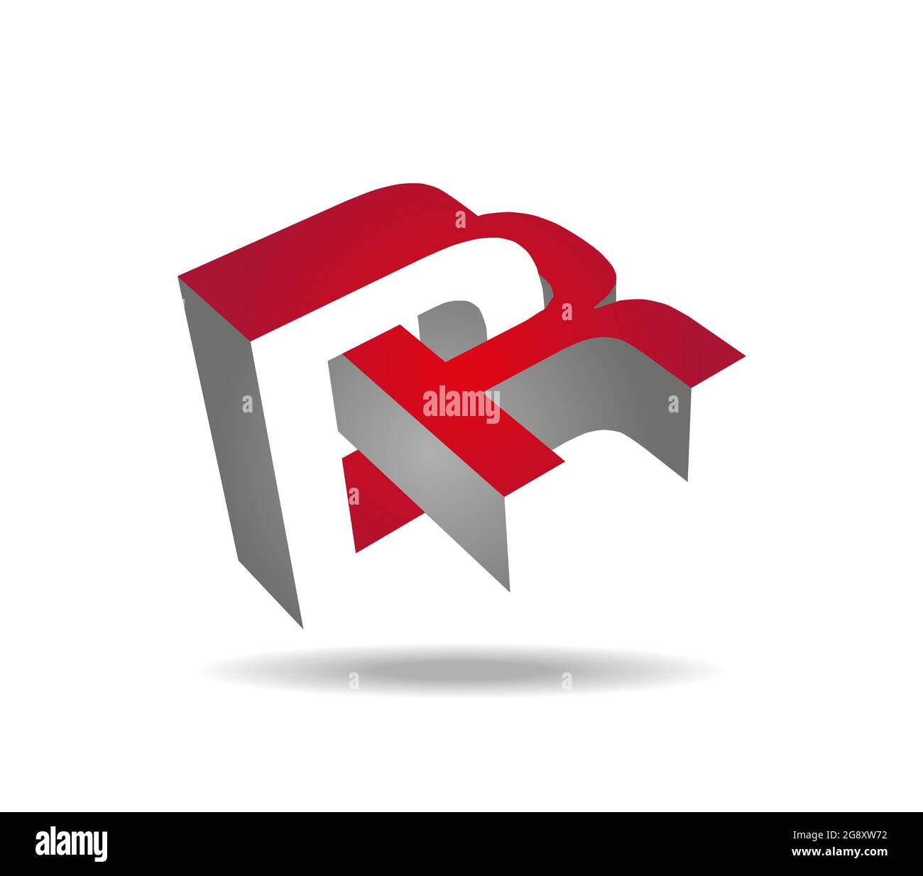 Intertwined letters D and R. Red spatial letters in perspective Stock ...