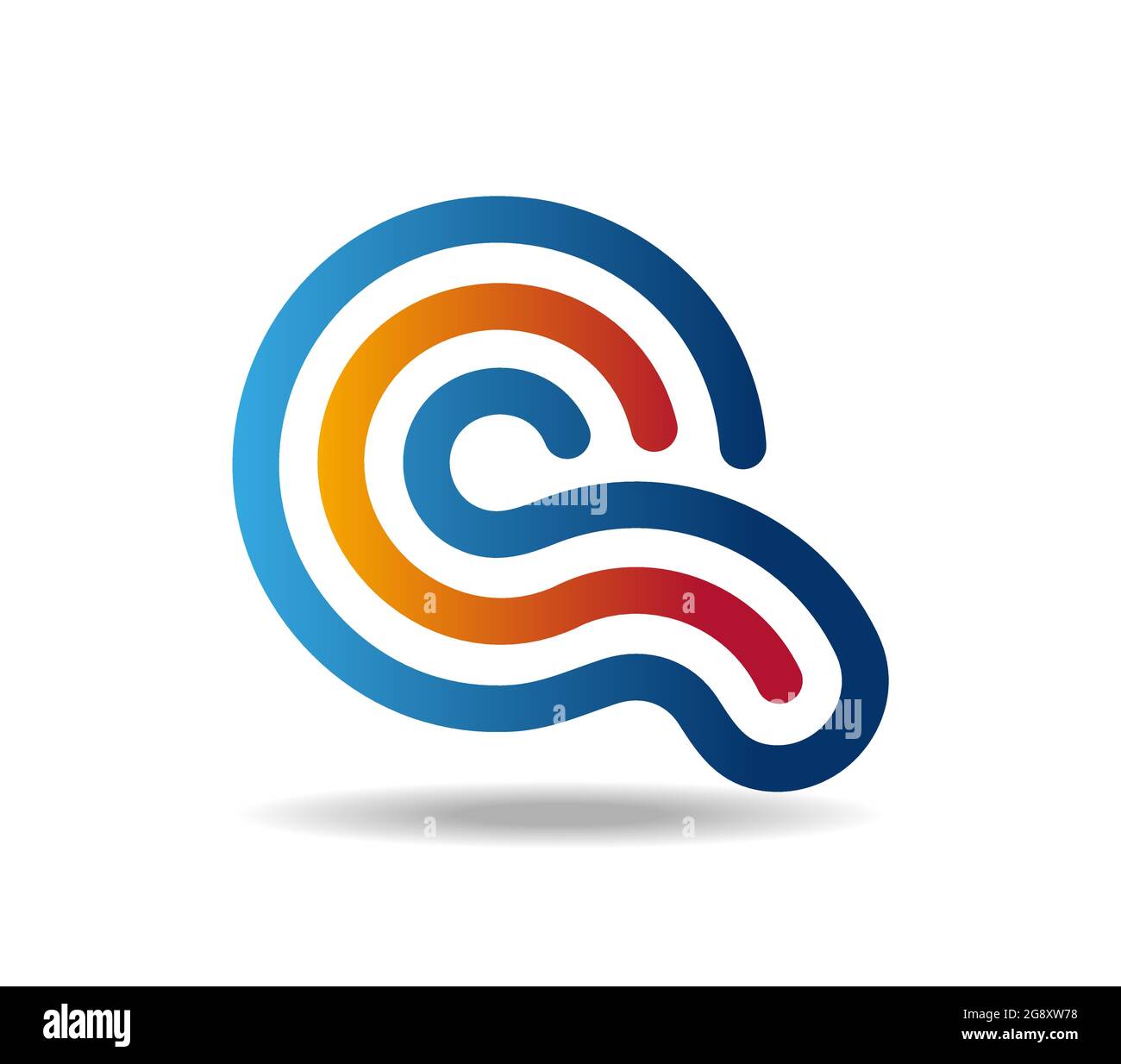 Logo in shape of a letter Q d question mark made of three lines. Orange ...