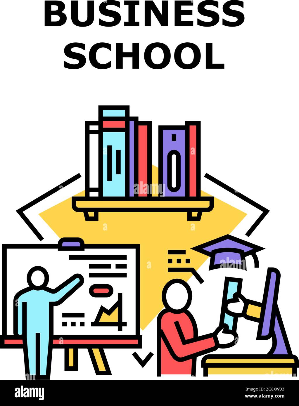 Business School Vector Concept Color Illustration Stock Vector Image ...