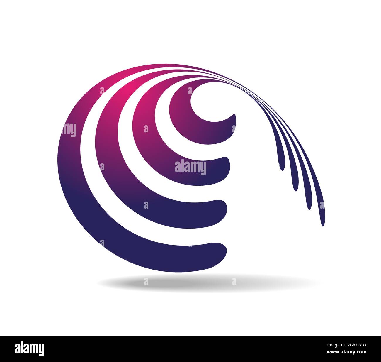 Several parallel violet lines wound around a transparent cone Stock ...