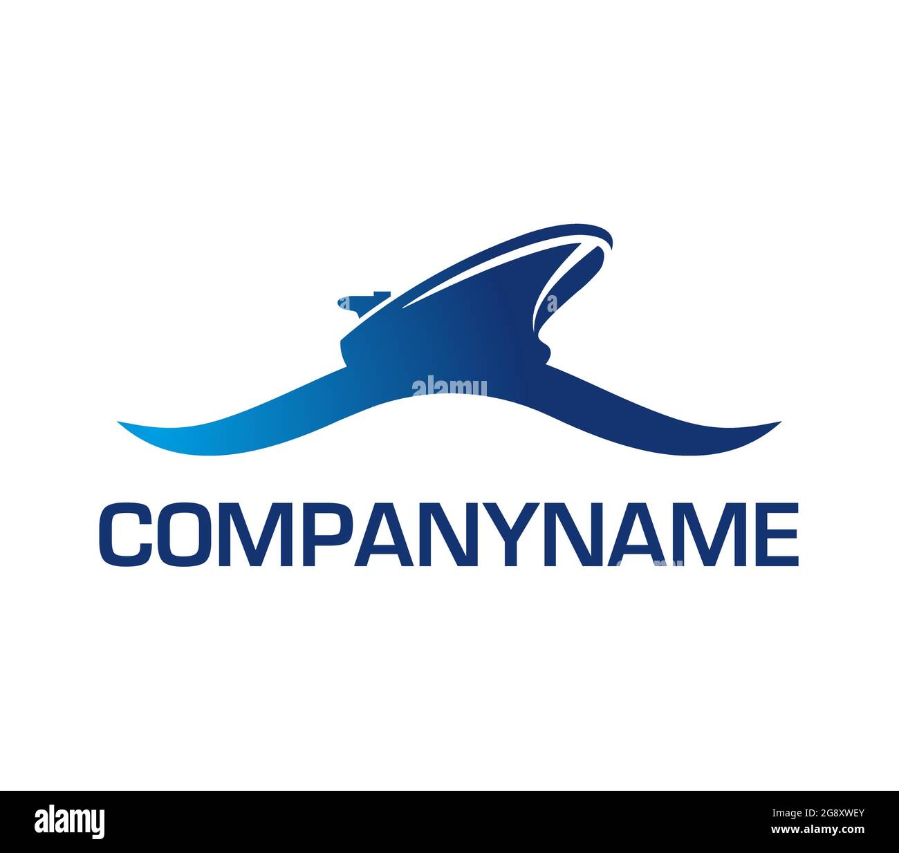 Big blue ship on a wave. Vessel on billow. Ready logo Stock Vector ...