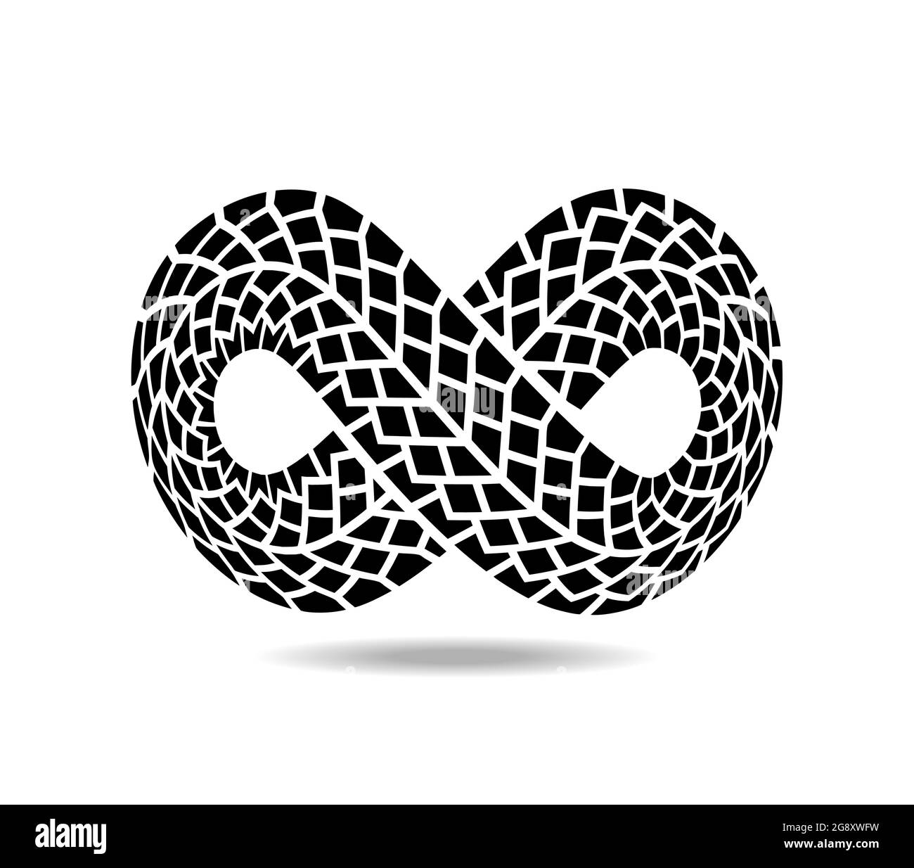 Mobius loop made of black tire track. Located on the sphere. Skin of ...