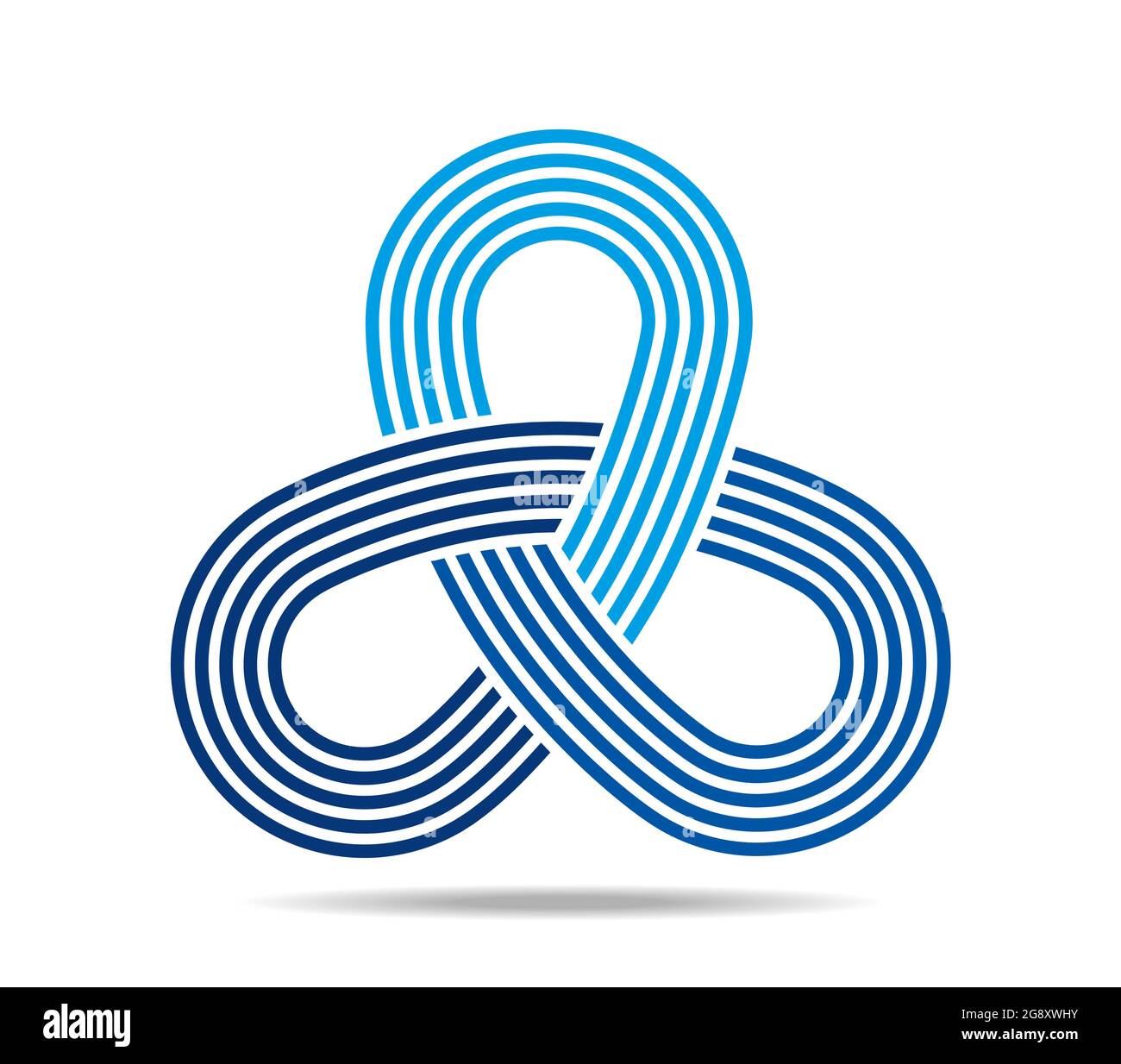 Mobius Loop With Three Elements Made Of Staff Five Blue Lines