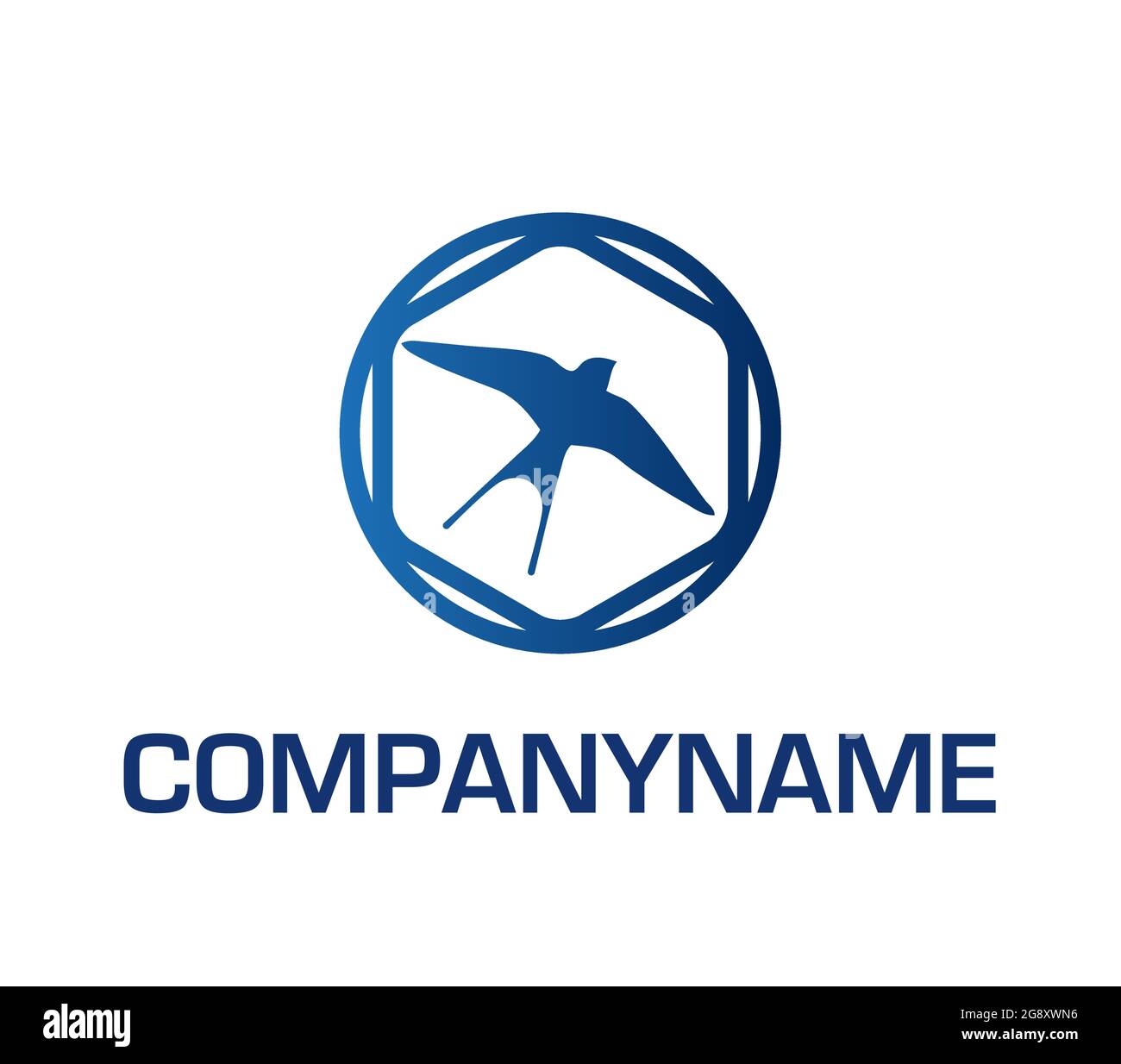 Swallow in a circle with a hexagon in blue. Ready logo Stock Vector ...