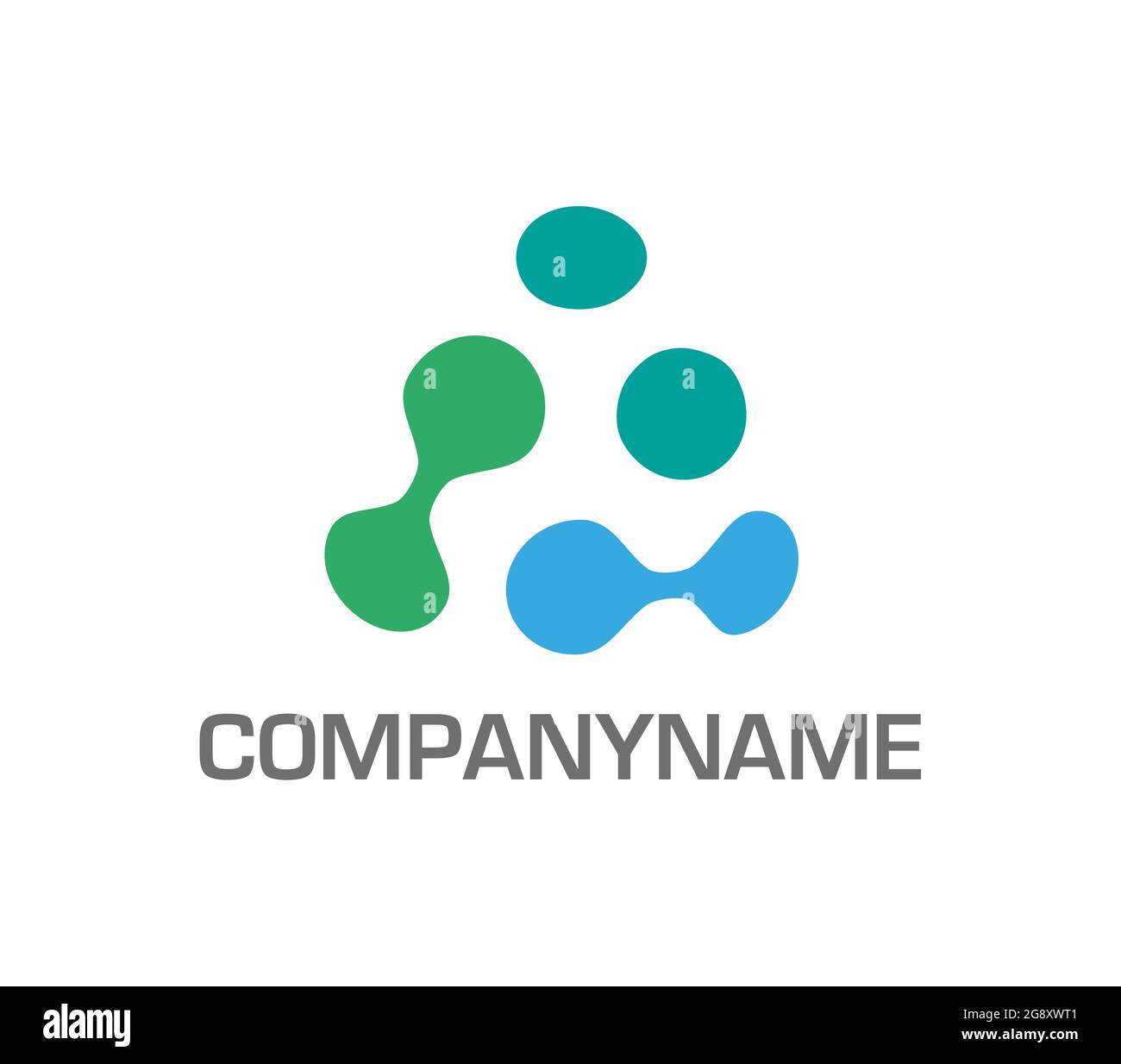 Green and blue triangle made of disconnected and connected dots. Ready ...