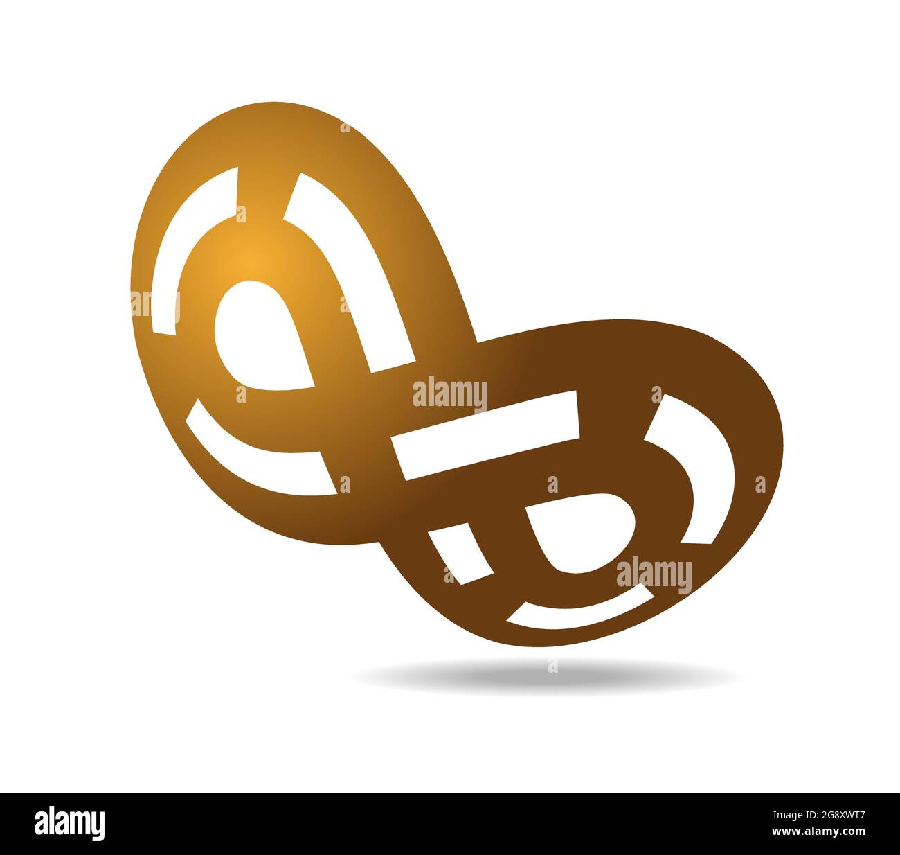 Mobius loop made of dotted white line on golden one. Drawn on a sphere ...