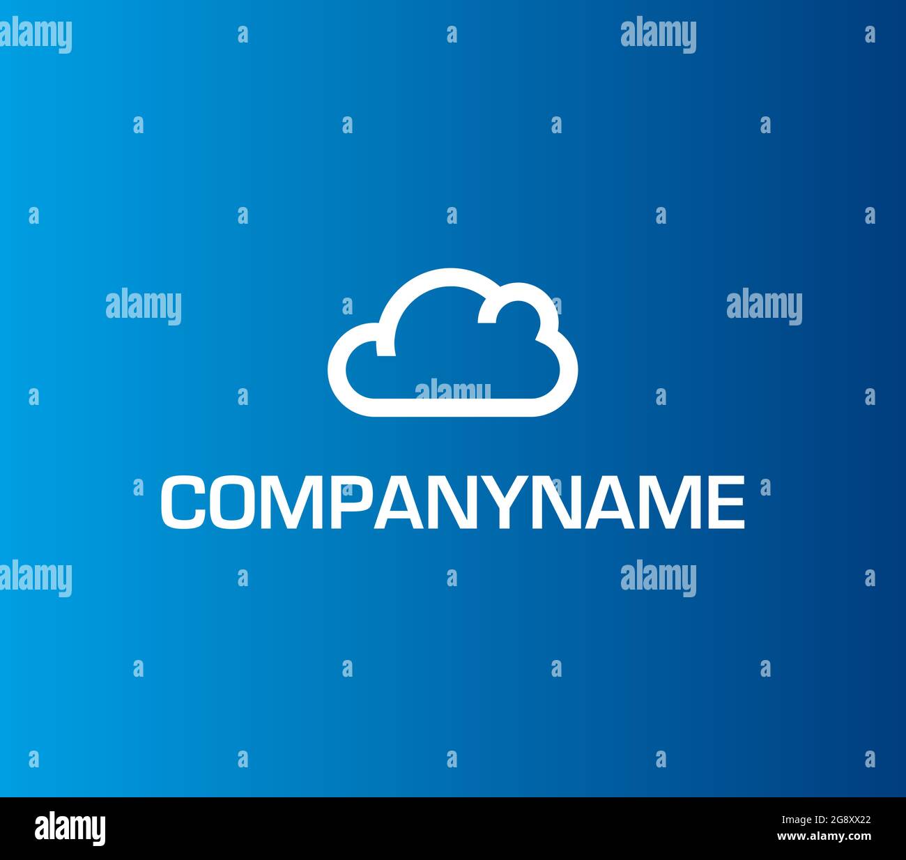 Linear, geometrical cloud on blue background. Cloud and sky. Ready logo ...