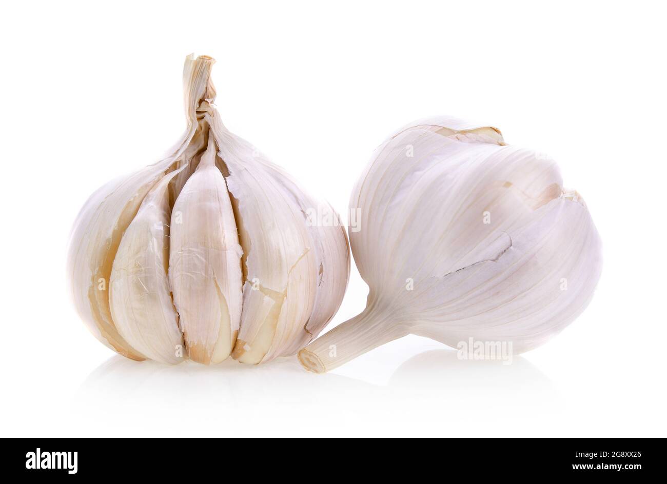 garlic on white background Stock Photo - Alamy