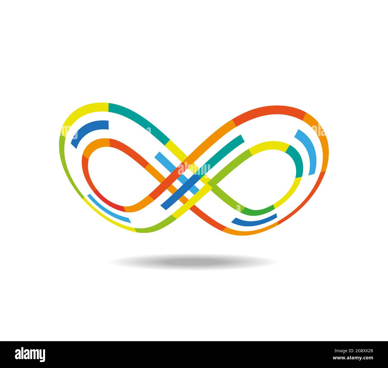 Colorful mobius loop made of three broken lines. Drawn on a sphere ...