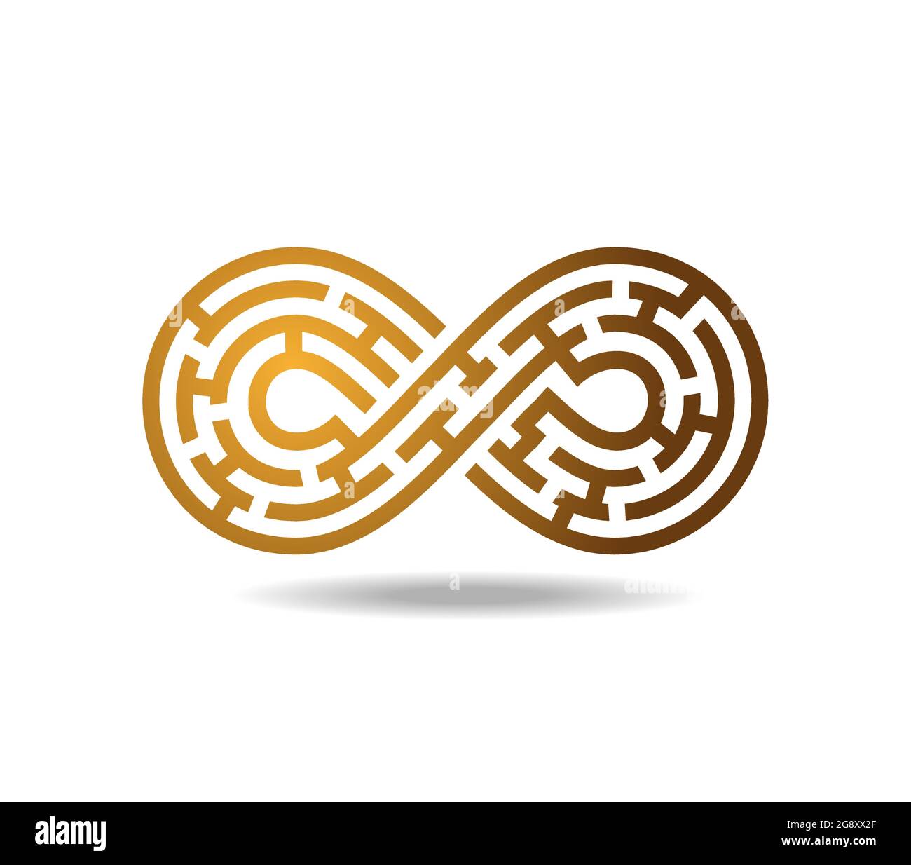 Golden mobius loop in shape of a maze. The sign of infinity. Labyrinth ...